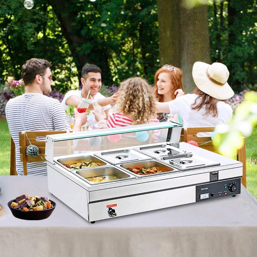 6-Pan Commercial Food Warmer, 6 X 12QT Electric Steam Table With ...