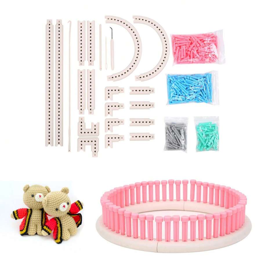 1set Multifunctional Loom Knitting Kit With Sparse Pegs, Crochet Hook ...