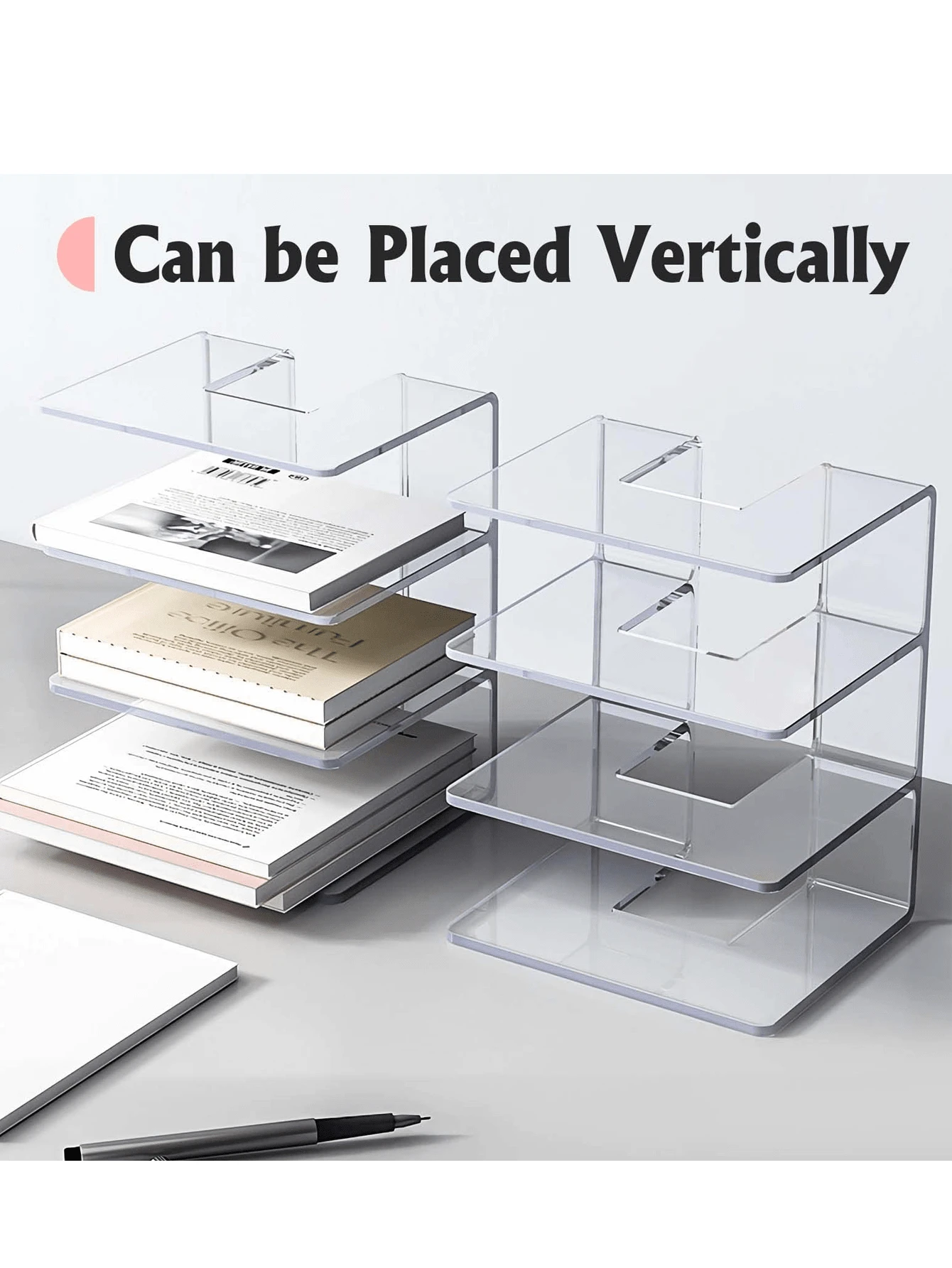 1pc Desktop Clear Acrylic Student Book Stand, Acrylic Desk File Sorter ...