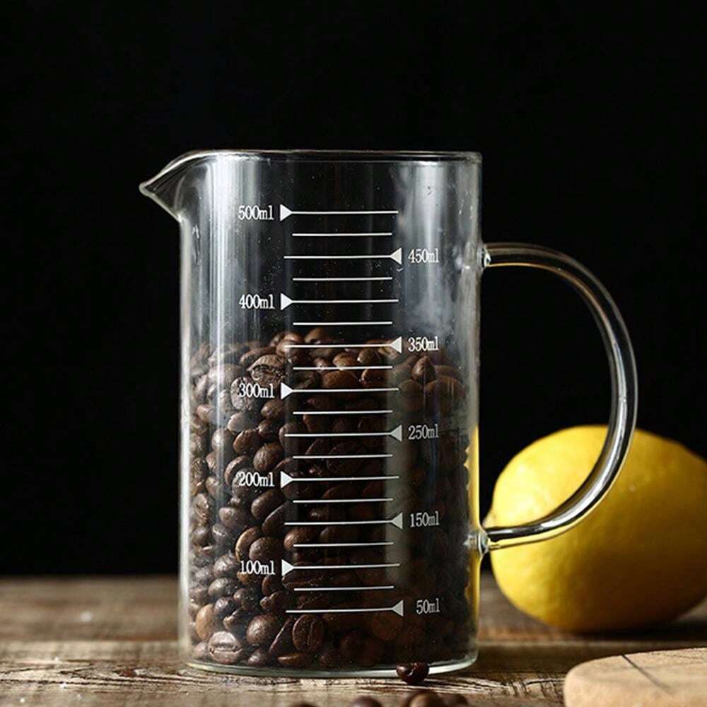 500ml Glass Measuring Cup With Lid Heat Resistant Handle Measured ...