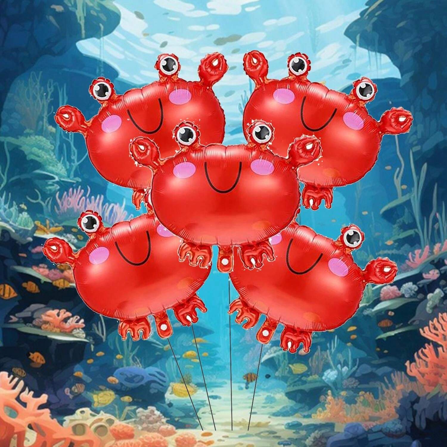 10pcs Assorted Cartoon Ocean Animals Air Balloons, Starfish & Crab ...