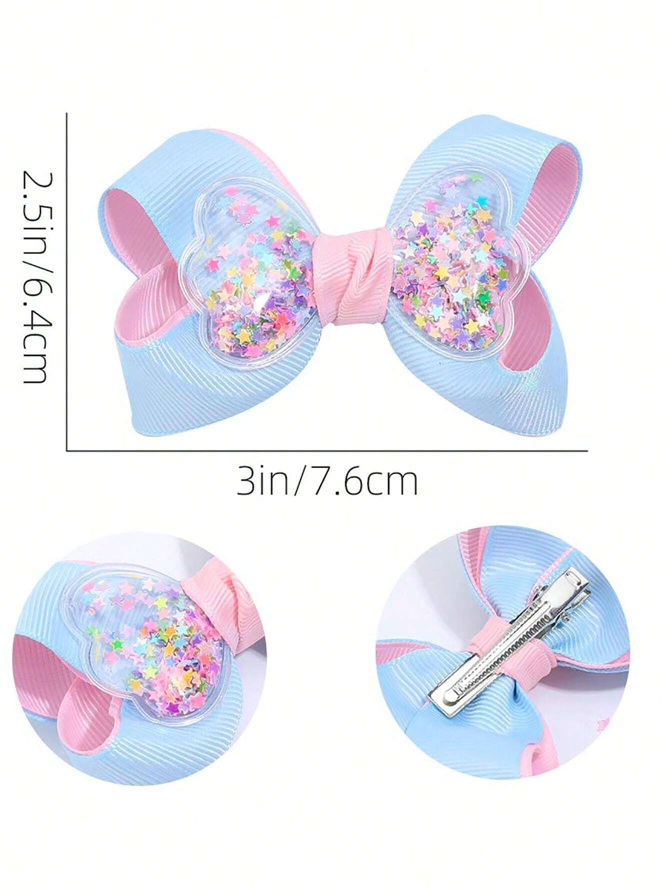 2pcs Pastel Shaker Bow For Girls Pink Blue Grosgrain Ribbon Hair Bows ...