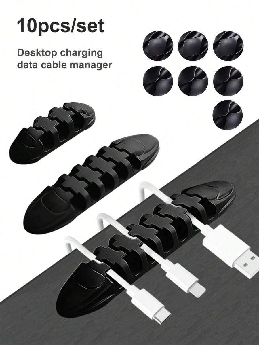 10pcs Multifunctional Soft Rubber Cable Clips For Desktop Wire And Data ...