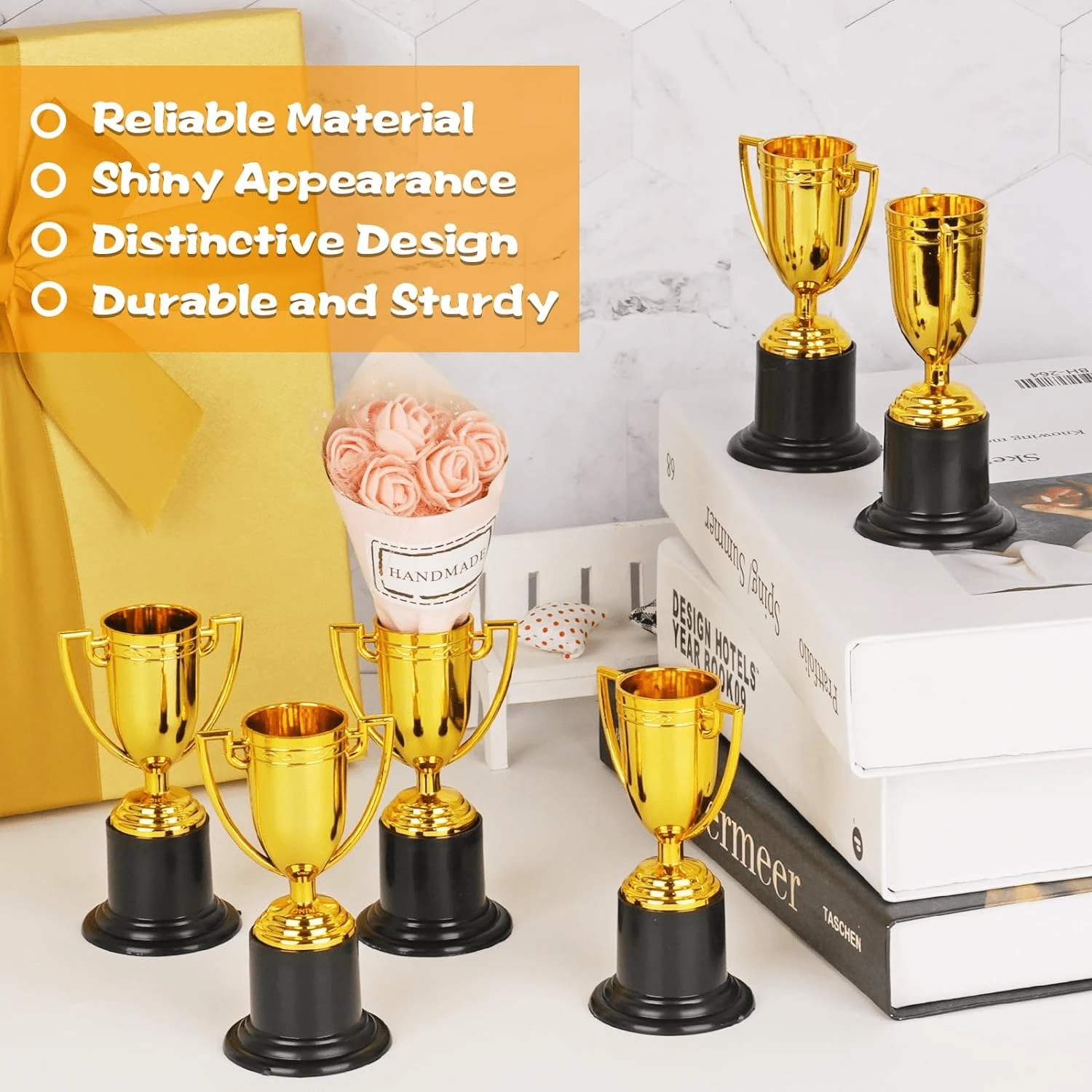 6 Pc Mini Trophies,Gold Trophy Award, Plastic Trophies , Award Trophies ...