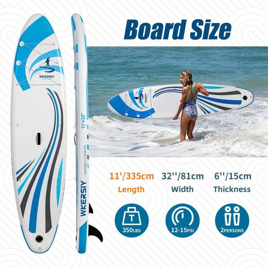 Inflatable Stand Up Paddle Board WKERSIY SUP 11' Long 32" Wide Paddle ...