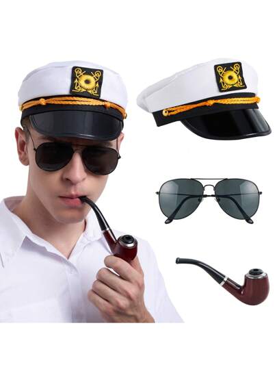 SYNCFUN Yacht Captain Hat Costume Accessories Set, Sailor Hat Boat ...