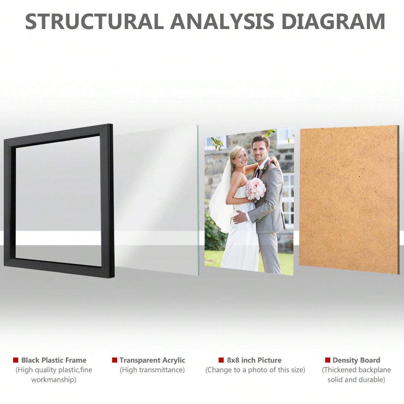 2 Pack 8x8 Picture Frame, Black Picture Frame For Wall And Tabletop ...