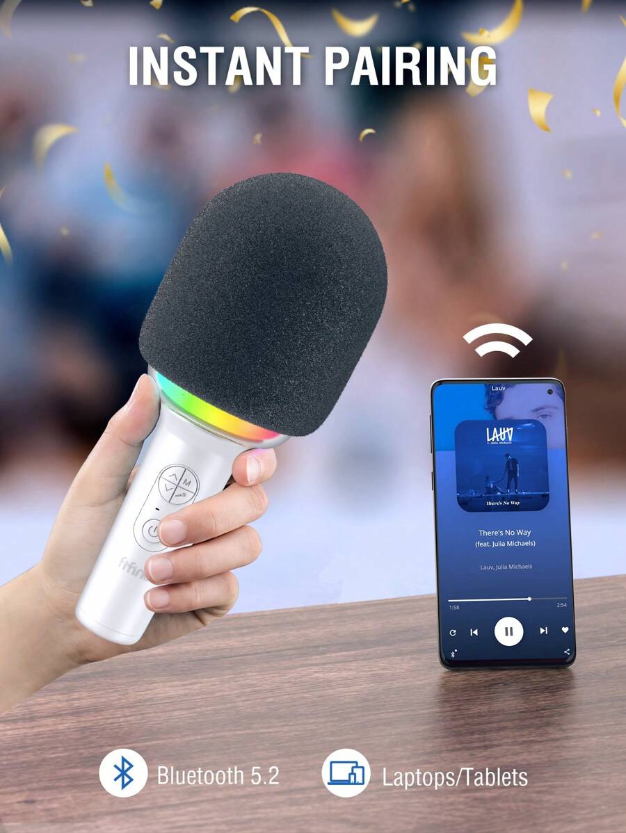 FIFINE Karaoke Microphone Bluetooth Wireless, Singing Microphone ...