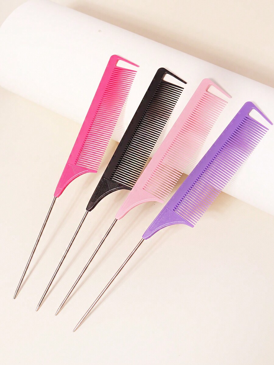 4 Pointed Tail Combs With Scales, Hairdressing Pointed Tail Steel Combs ...