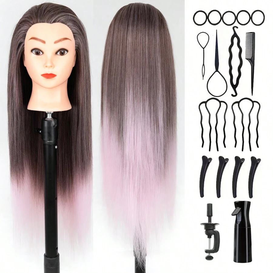 26 INCH Hairdressing Training Mannequin Head Long Synthetic Hair ...