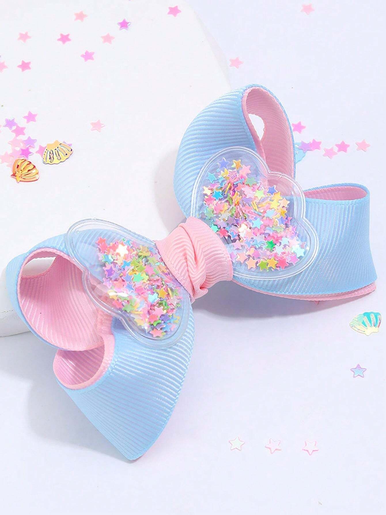 2pcs Pastel Shaker Bow For Girls Pink Blue Grosgrain Ribbon Hair Bows ...