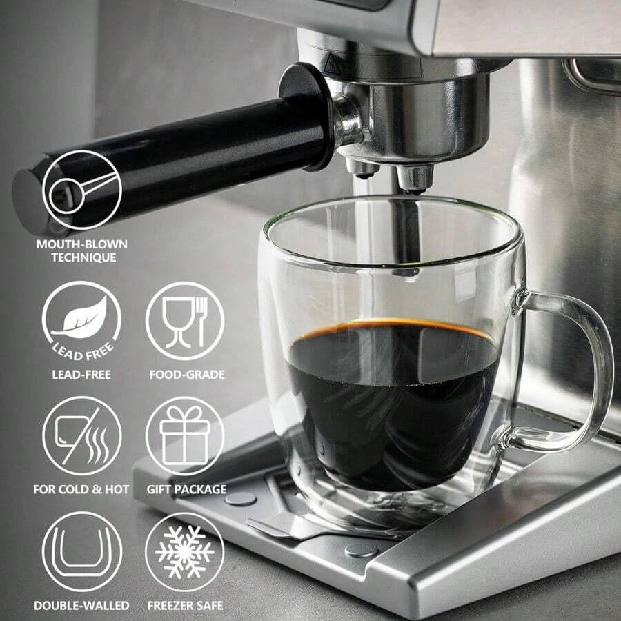 Scratch-Proof Double-Walled Glass Coffee Cup - Insulated Transparent ...