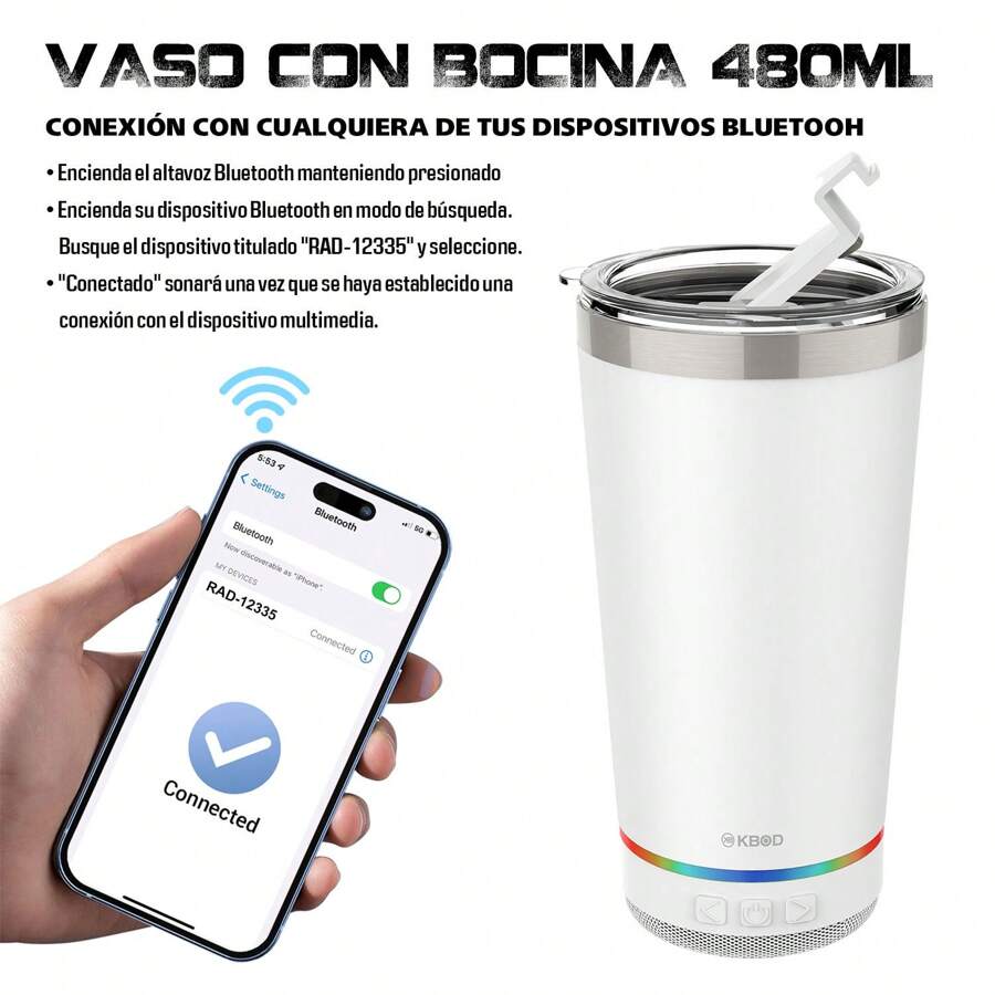 Vaso Térmico 480 Ml Con Bocina Bluetooth Kbod Rad-12335 | Moda de Mujer ...