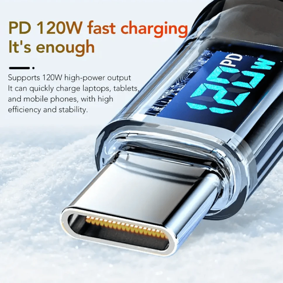 120W 6A Super Fast Charging Cable - High-Speed USB Type C Charge Cable ...