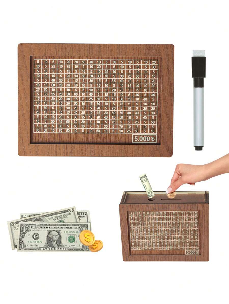 1pc Vintage Wooden Money Bank, Reusable Coin Storage Box, Creative ...
