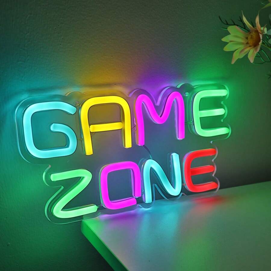 1PC 5V USB Handmade Super Bright Letter Game Zone LED Wall Art Neon ...