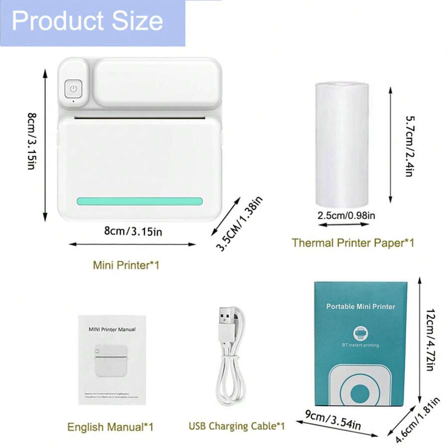 C19 Mini Portable Printer, Bluetooth Pocket Thermal Printer For ...