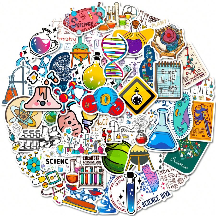 50pcs Science Stickers Pack, Funny Chemistry, Biology, Physics, Science ...