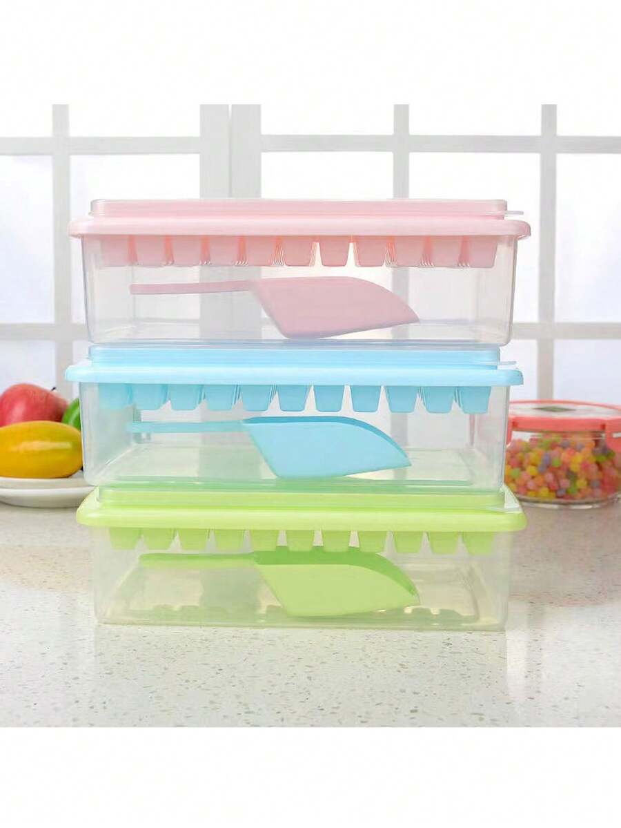 1pc 33-Grid Plastic Ice Cube Tray With Lid, Homemade Ice Mold For Small ...
