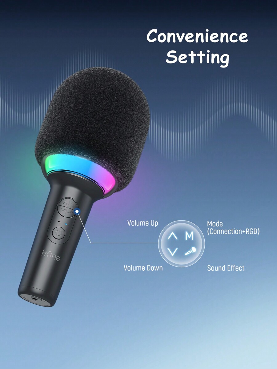 FIFINE FIFINE Karaoke Microphone Wireless Bluetooth-Compatible Handheld ...