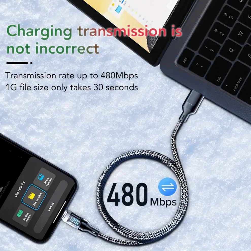 120W 6A Super Fast Charging Cable - High-Speed USB Type C Charge Cable ...