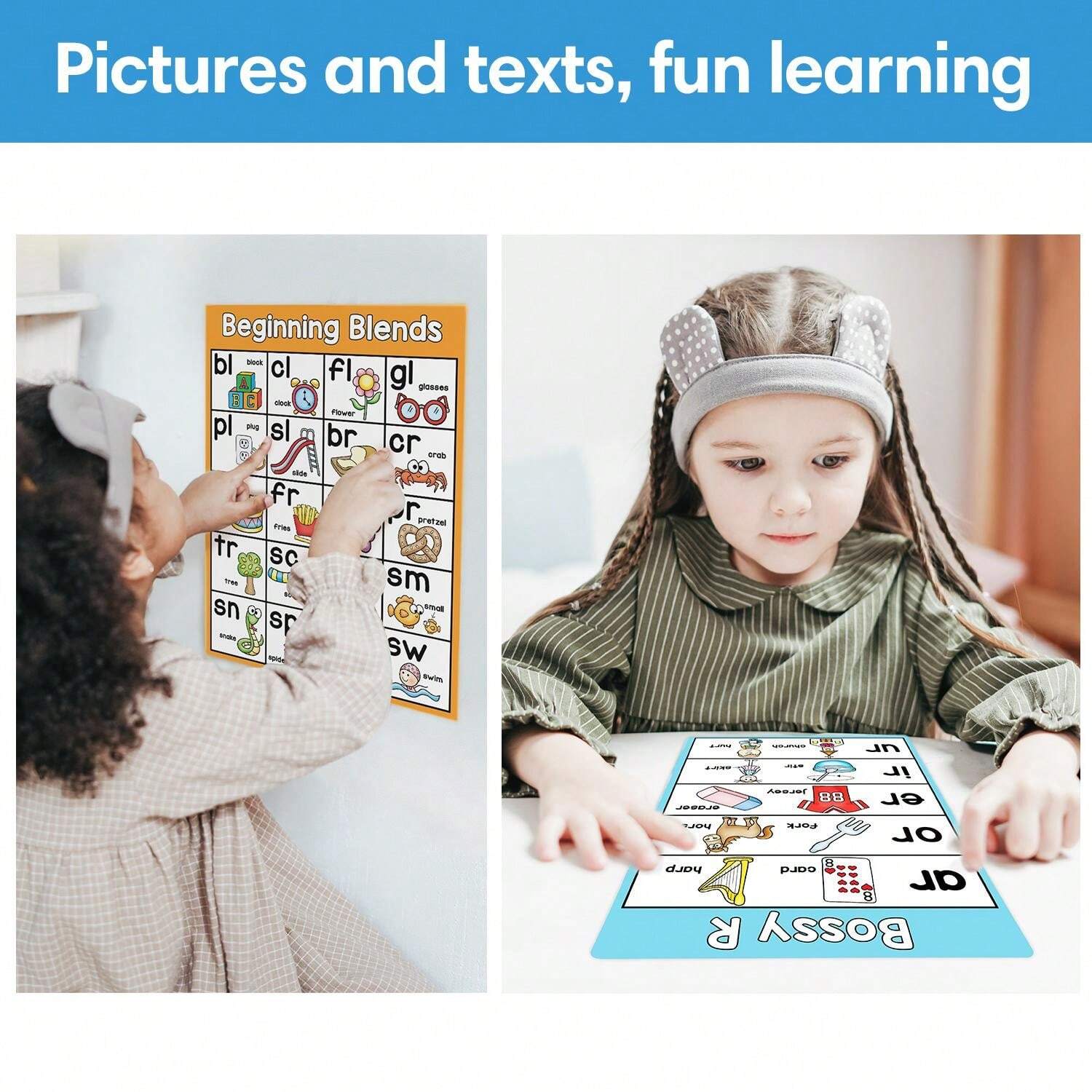 A4 Size Phonics Learning ABC Alphabet Posters With Sight Words ...