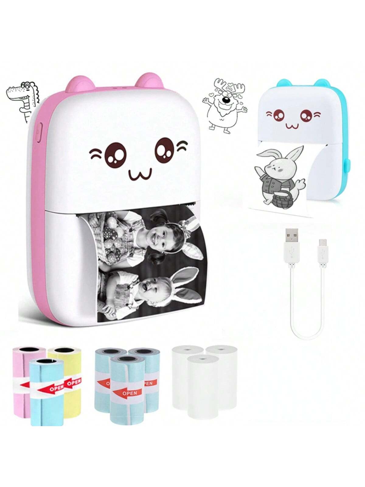 57mm Mini Portable Thermal Printer Cat Shapes Lightweight Wireless ...