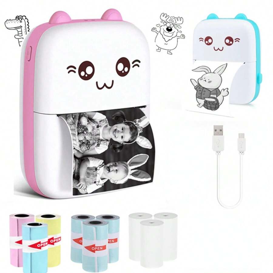 57mm Mini Portable Thermal Printer Cat Shapes Lightweight Wireless ...