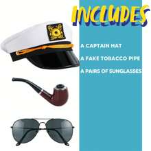 SYNCFUN Yacht Captain Hat Costume Accessories Set, Sailor Hat Boat ...