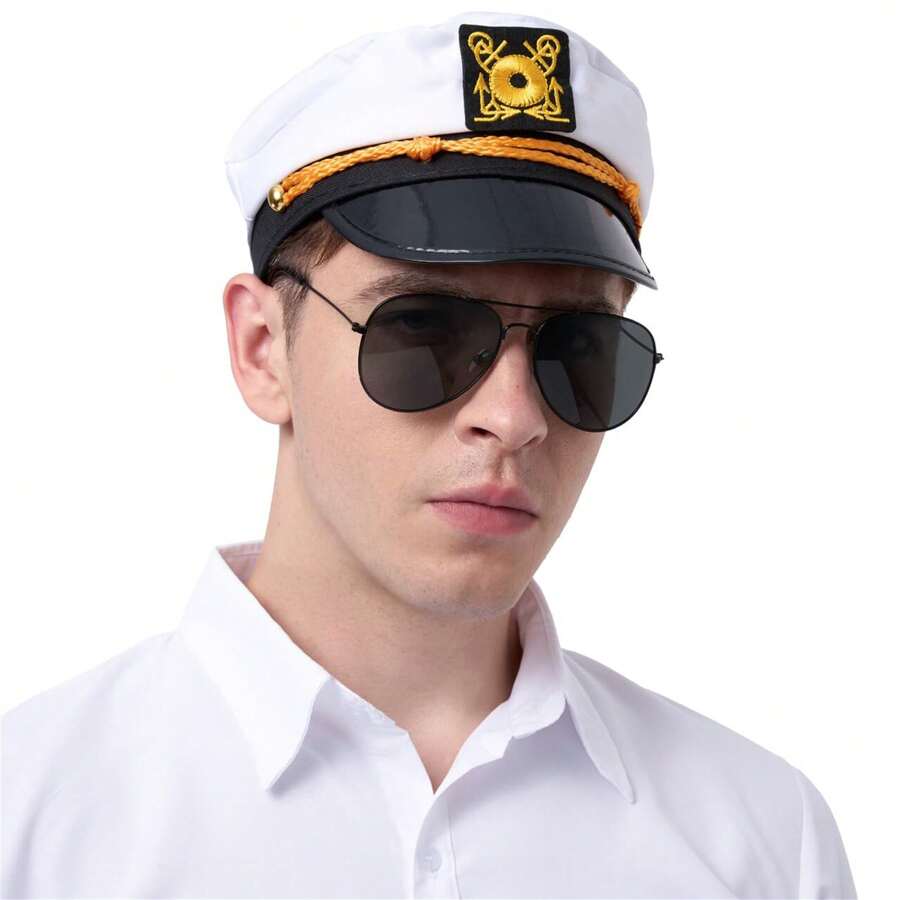 SYNCFUN Yacht Captain Hat Costume Accessories Set, Sailor Hat Boat ...