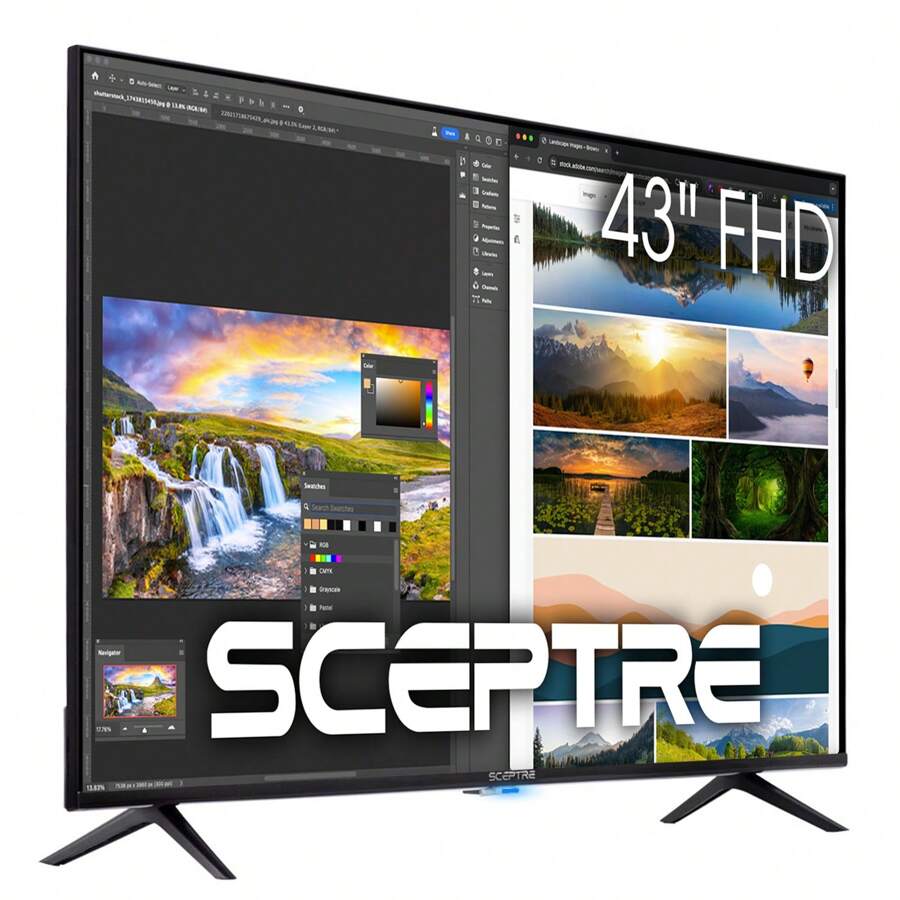 SCEPTRE 43" LED TV FHD 1080P Monitor Display 1920x1080 60Hz Edgeless ...