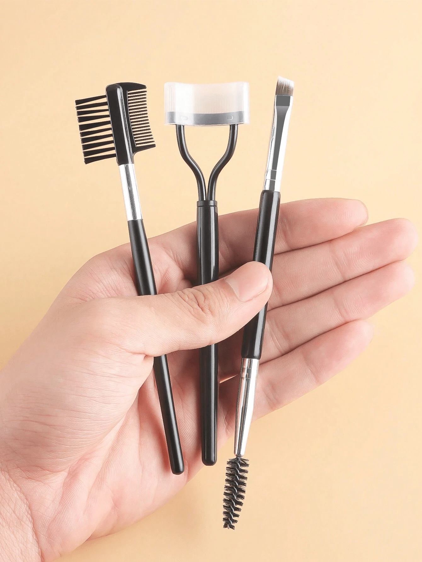 3pcs Professional Eye Makeup Tools Set - Dual-Ended Brow Brush & Finer ...