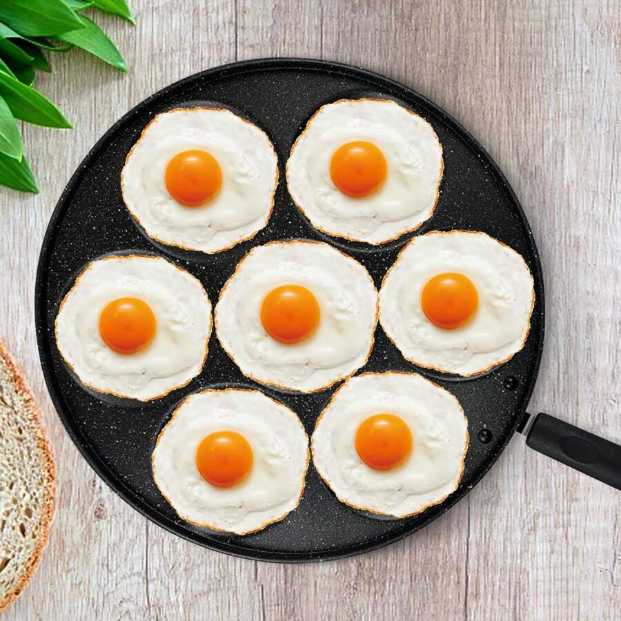7-Hole Fried Egg Pan Non-Stick Burger Egg Cooking Mold Pan - 30cm ...
