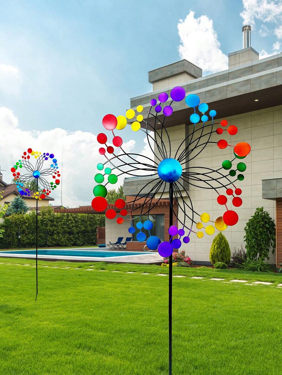 47.5-Inch High X 12.6-Inch Wide Colorful Windmill Wind Spinner ...