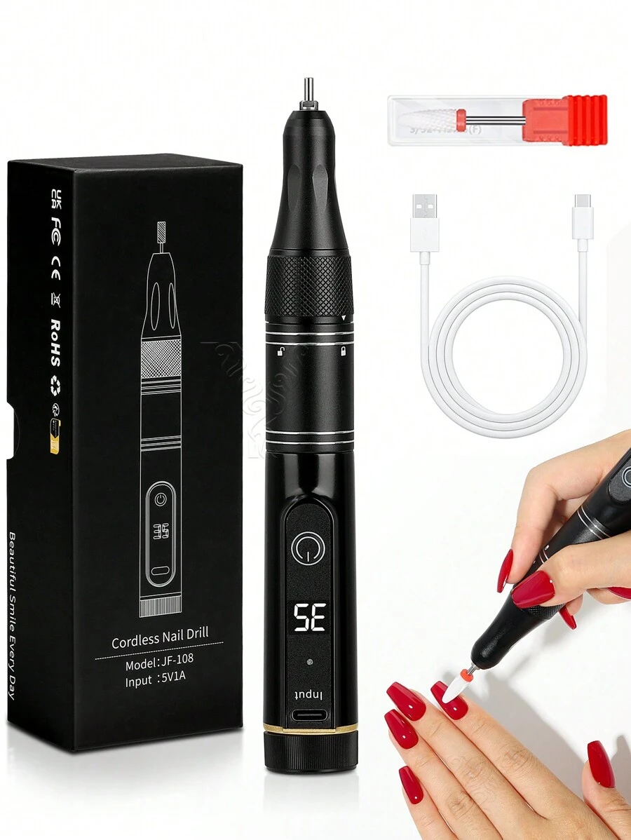 YOKEFELLOW YOKEFELLOW 35000RPM Rechargeable Nail Drill Machine Kit With ...