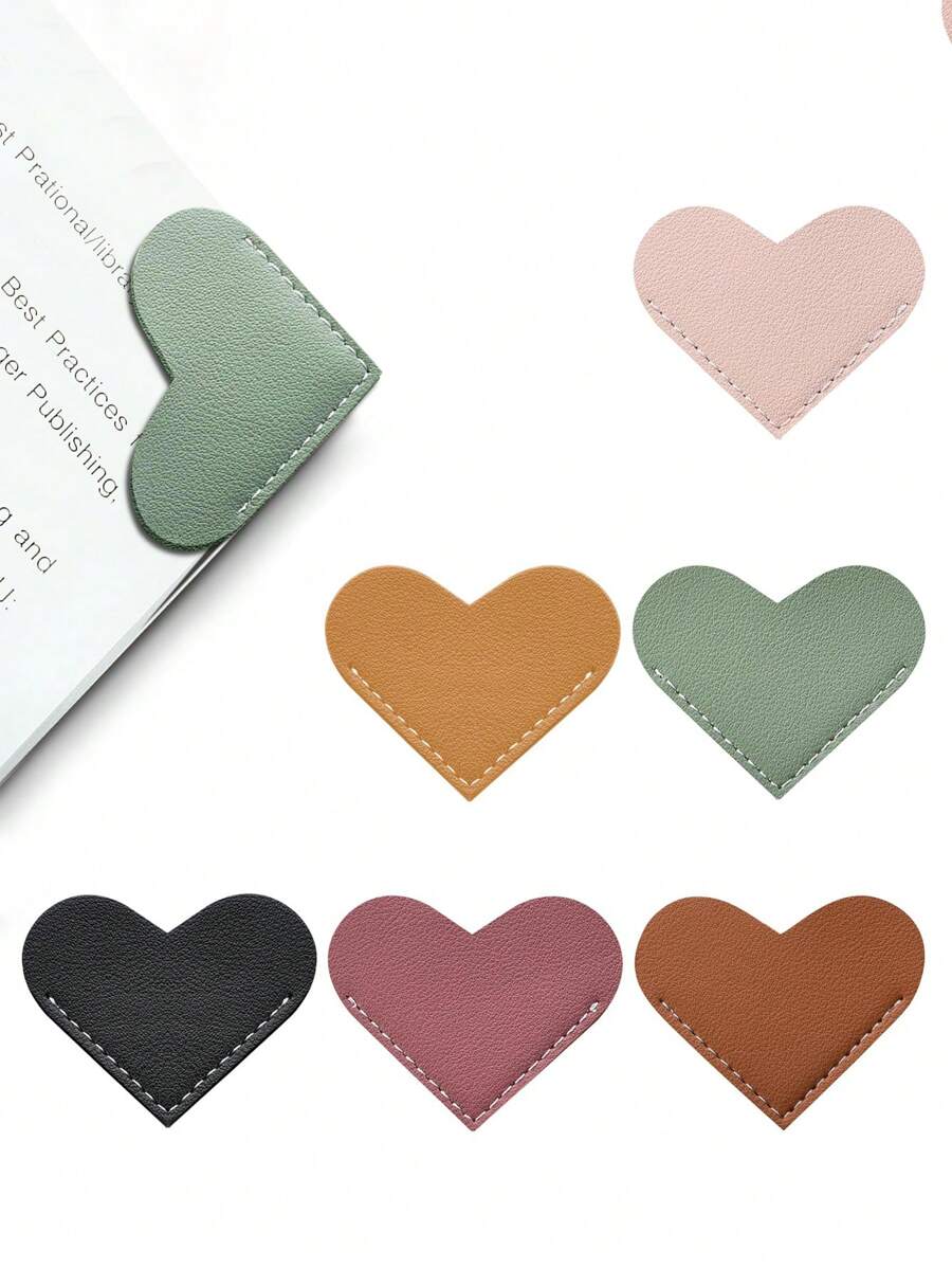 Leather Bookmarks With Heart Shape, Cute Corner Bookmark, Book ...