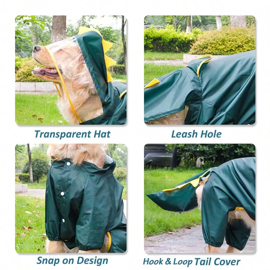 Dog Raincoat, Tail Protect Legs Cover Dinosaur Cosplay Raincoat Costume ...