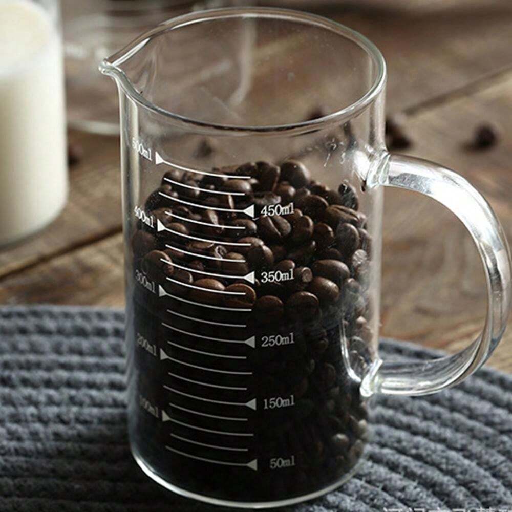 500ml Glass Measuring Cup With Lid Heat Resistant Handle Measured ...