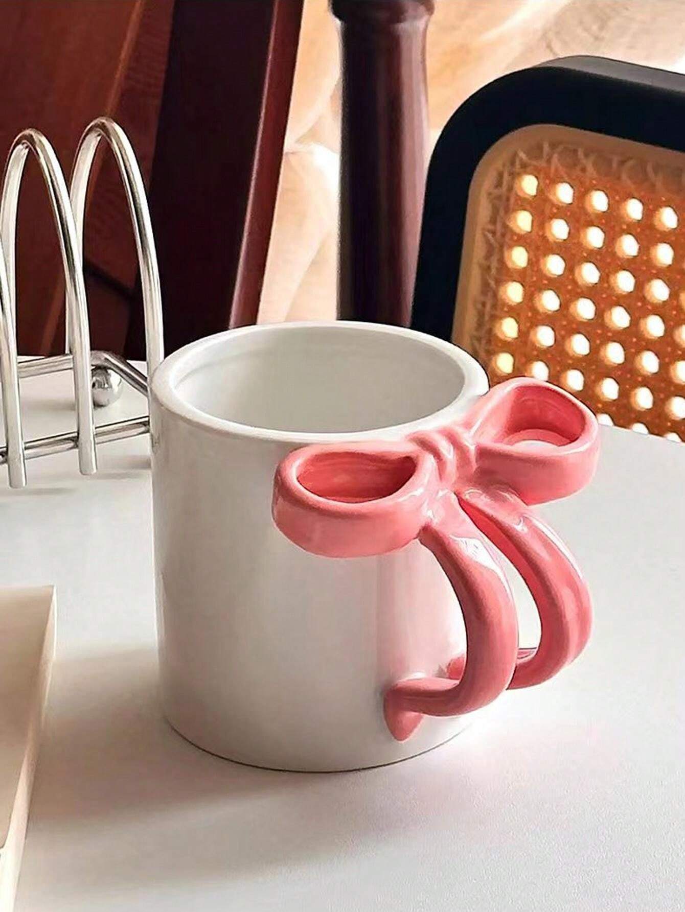 1 Scandinavian Style Hand Painted Bow Ceramic Mug, Ins Colourful Glazed ...