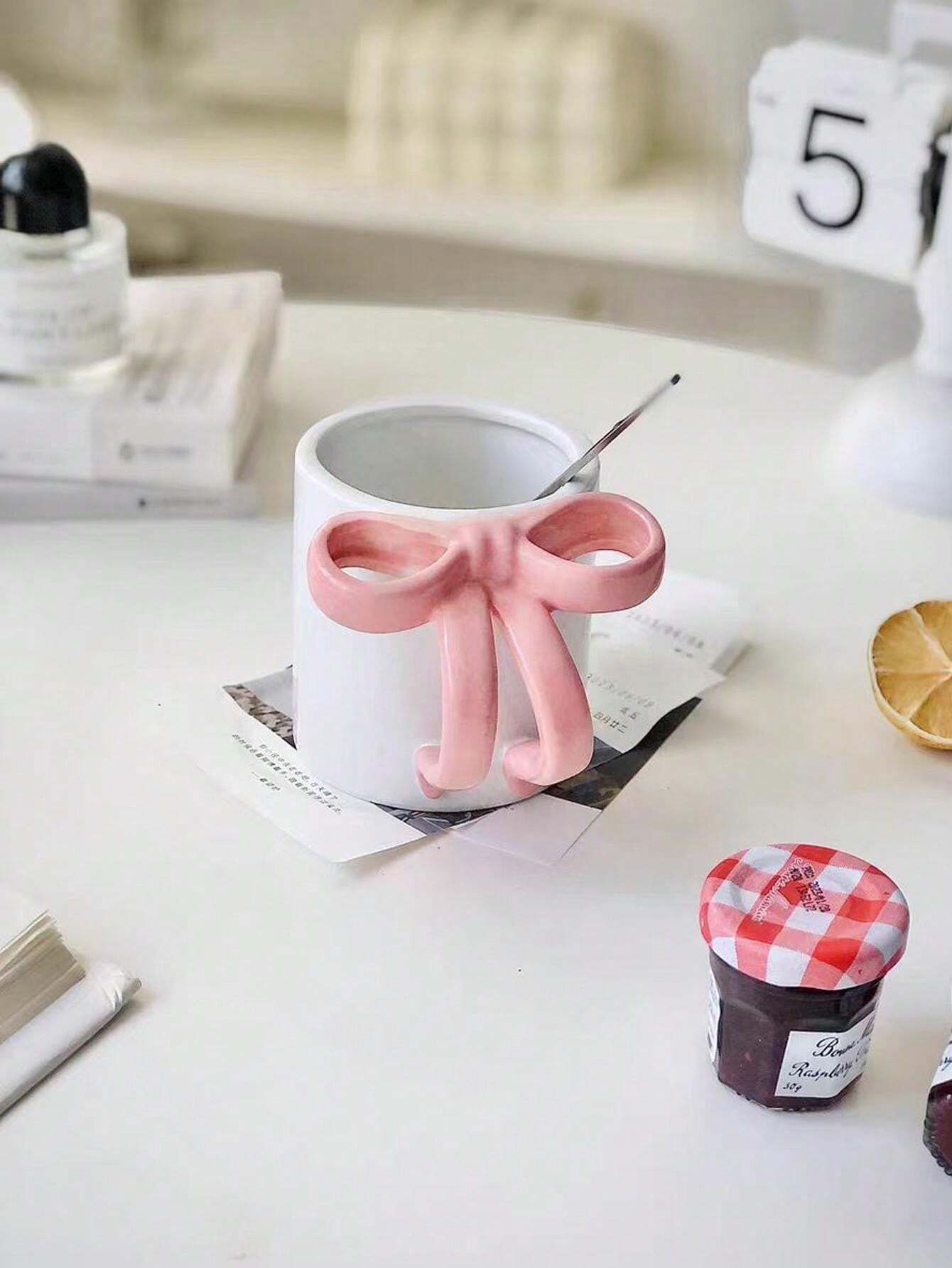 1 Scandinavian Style Hand Painted Bow Ceramic Mug, Ins Colourful Glazed ...