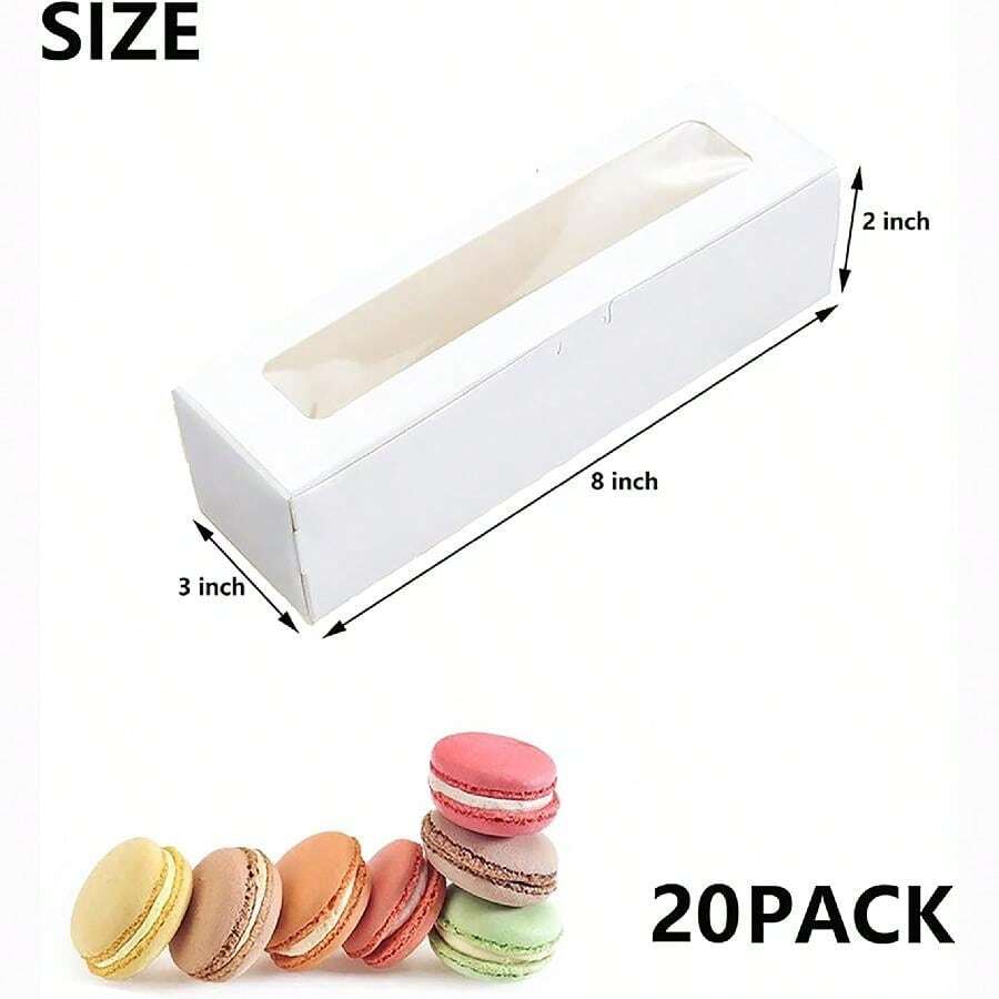 20PC Macaron Boxes Flip Window PVC Pastry & Dessert Packaging Boxes ...