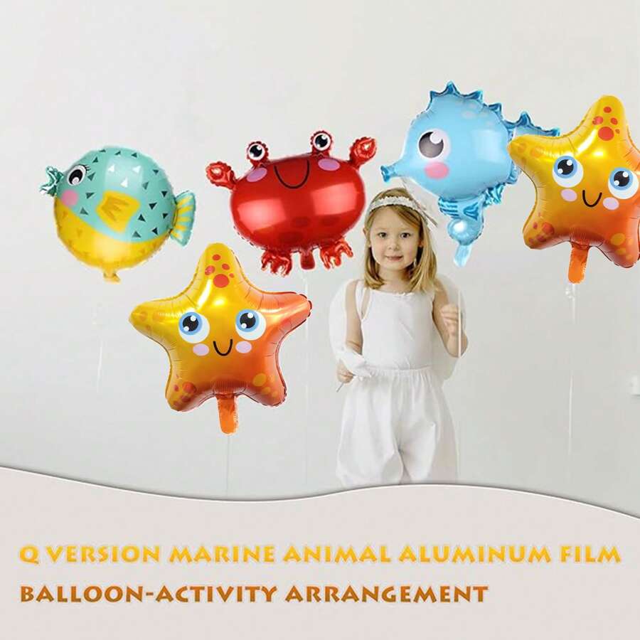10pcs Assorted Cartoon Ocean Animals Air Balloons, Starfish & Crab ...