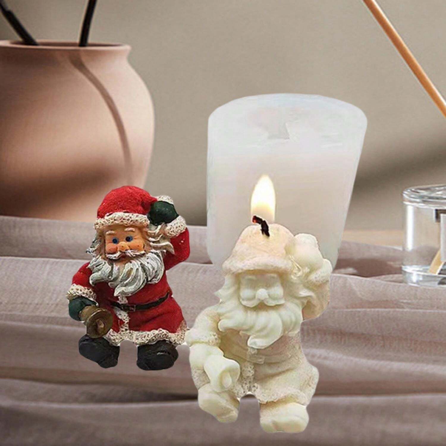 1pc Christmas Silicone Mold, 3D Santa Claus Candle Mold, Handmade Soap ...