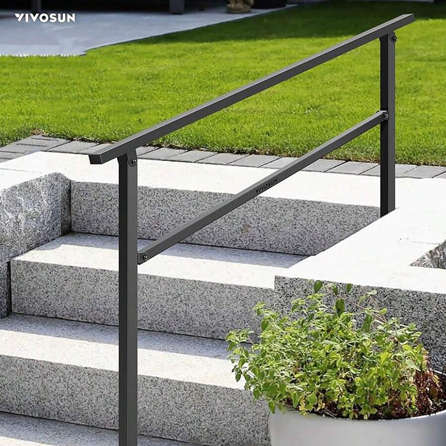 VIVOSUN Handrails For Outdoor Steps, Wrought Mattle Iron Handrail For ...