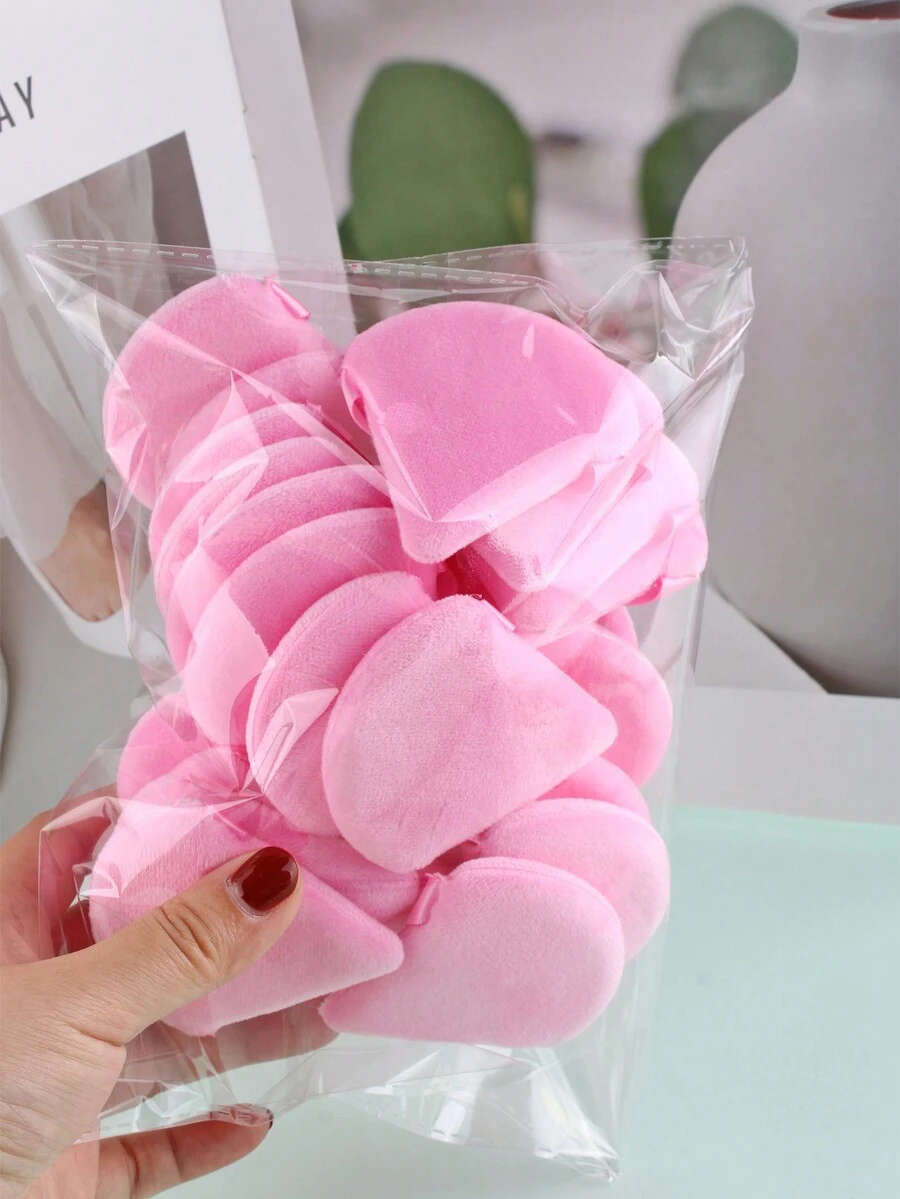 10Pcs/22Pcs/35Pcs Pink Powder Puff Triangle Shaped Flocked Makeup ...