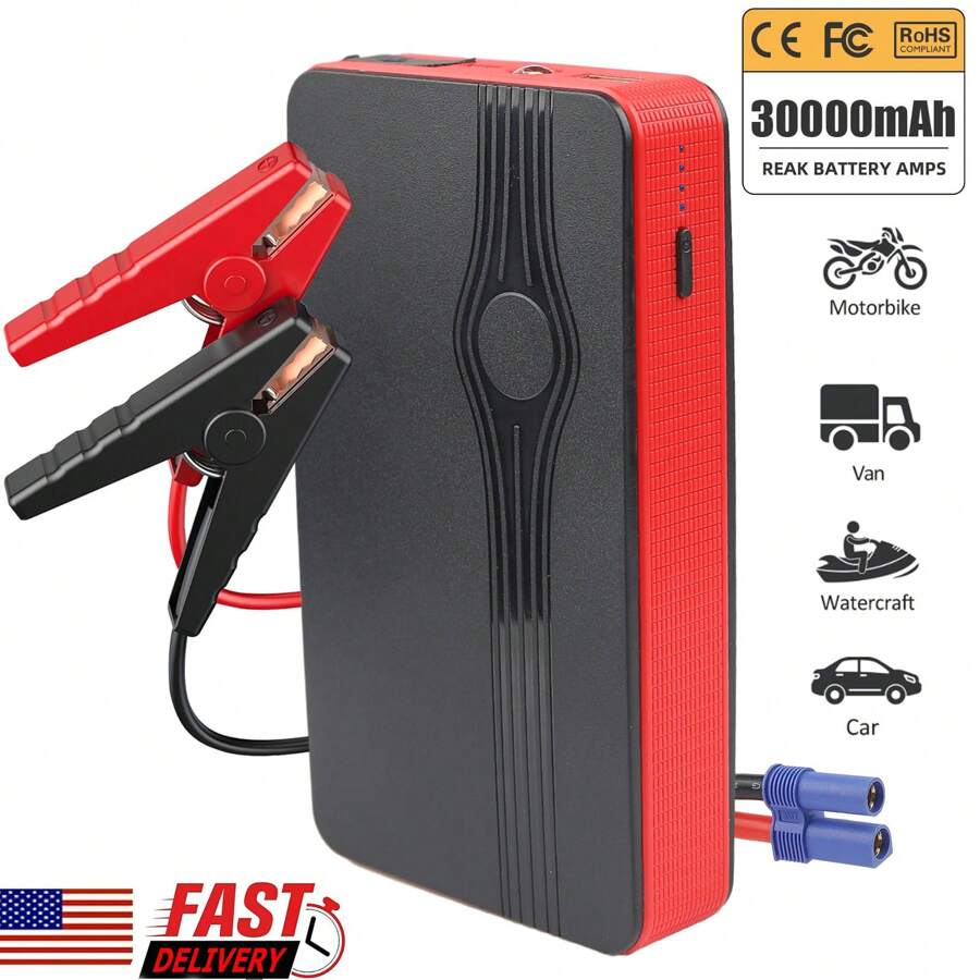 30000mAh Car-Jump-Starter Booster Jumper Box Power Bank Battery Charger ...