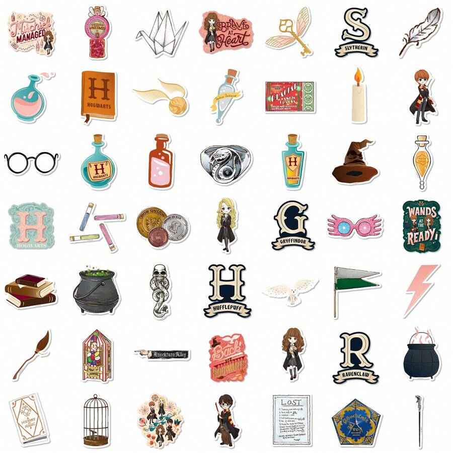 100pcs Harry Potter Bulk Stickers, Vinyl Waterproof Cartoon Hogwarts ...