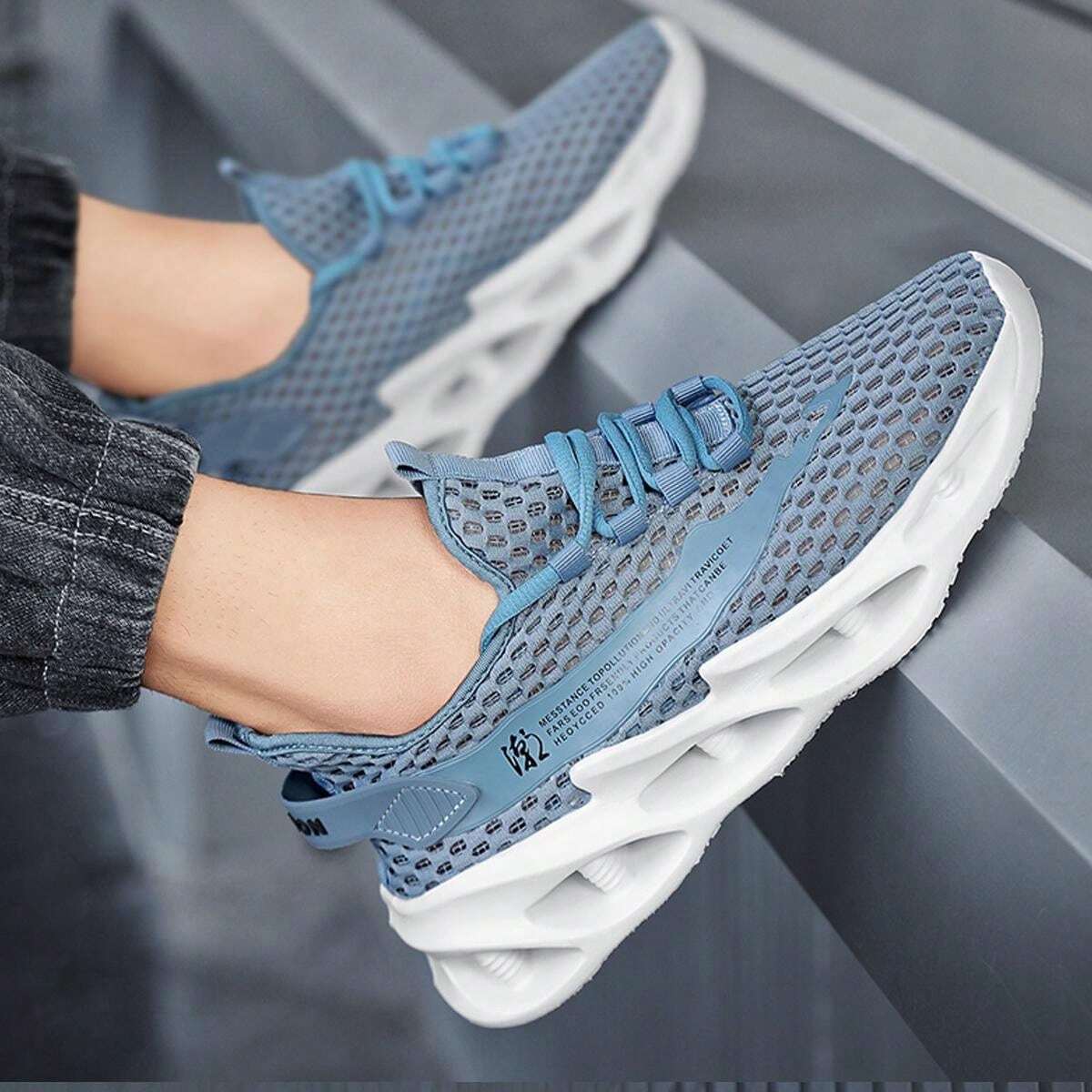 Zapatos deportivos de malla para hombres, ultraligeros, transpirables, suela antideslizante ...