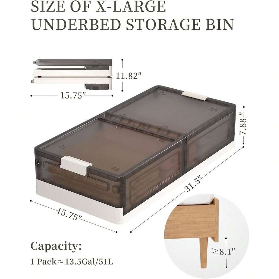 65.6Qt Under Bed Storage - Closet Organizer Storage Containers With ...