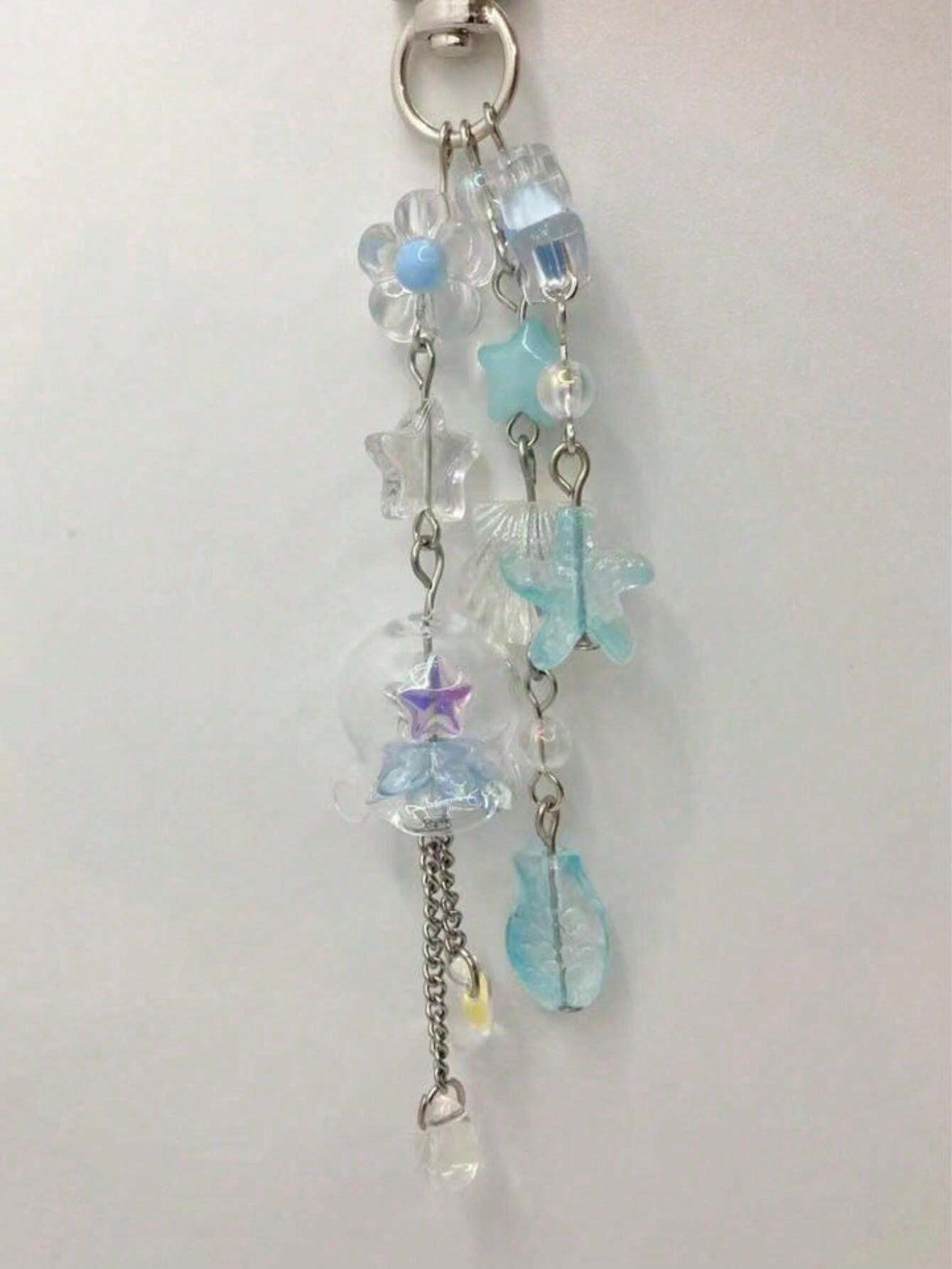 1pc Blue Jellyfish Y2K Beaded Creative Keychain, Gift For Jellyfish ...